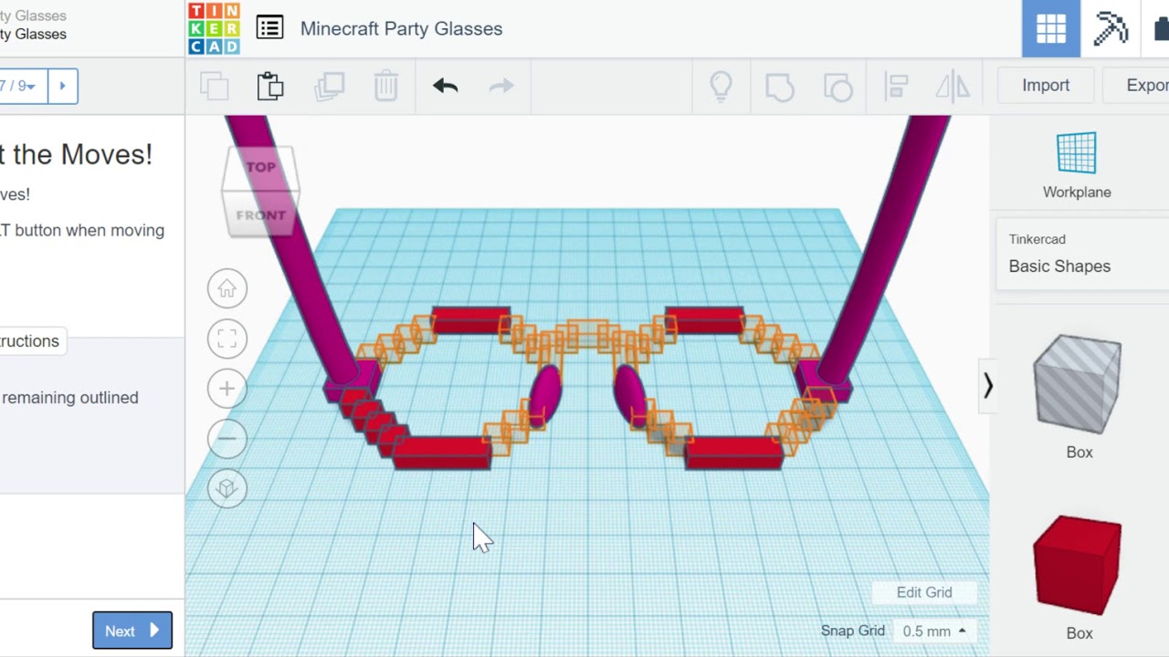 Minecraft glasses in Tinkercad - YouTube