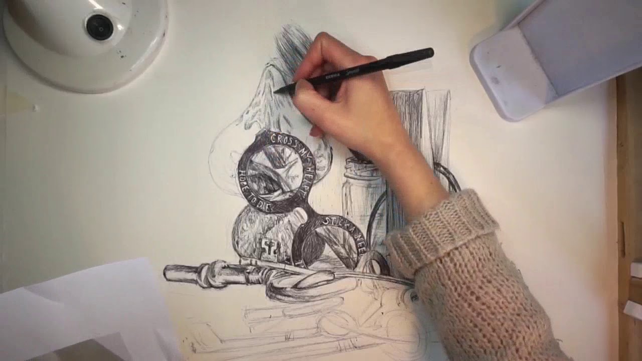 Quick Draw Project: Biro Still Life Drawing - YouTube