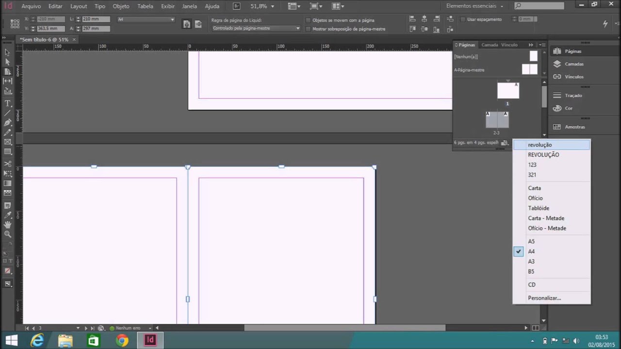 Aula 3 Indesign CC 2015 Tamanho de página personalizada - YouTube
