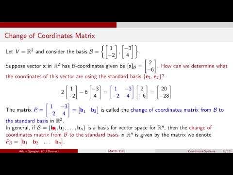 MATH 3191: Change of Coordinate Matrix - YouTube