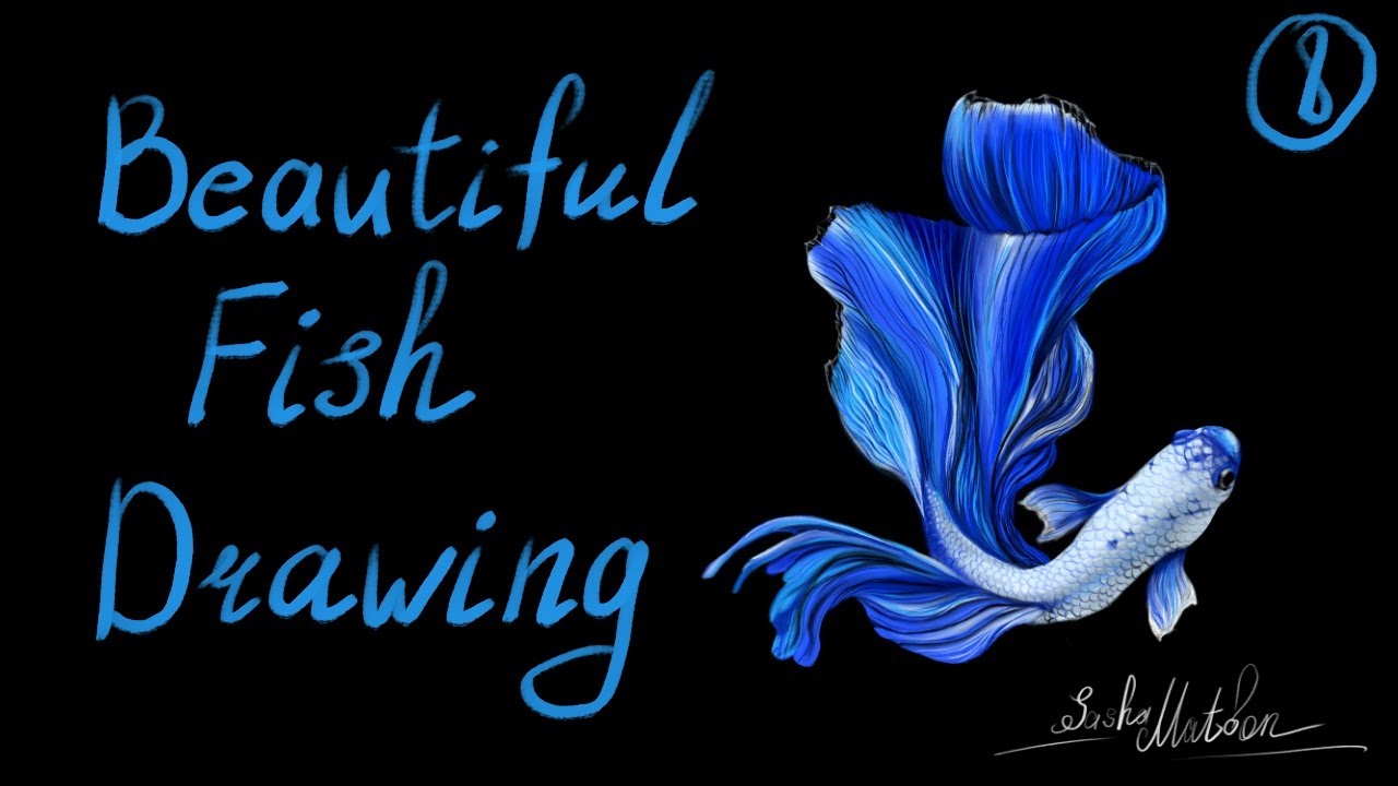 How to draw fish / Digital illustration Realistic Drawing tutorial on ...