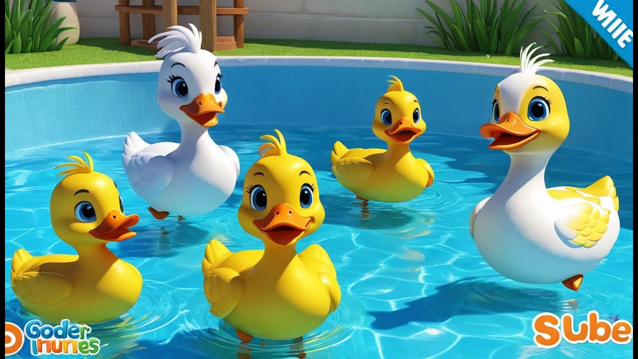 Three Little Ducks Jumping on the Pool 🦆 | 3D Animated Nursery Rhyme ...
