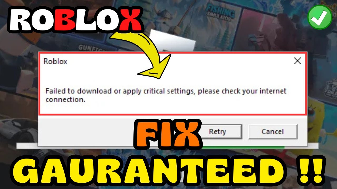 Roblox failed to download or apply critical settings Fix - YouTube