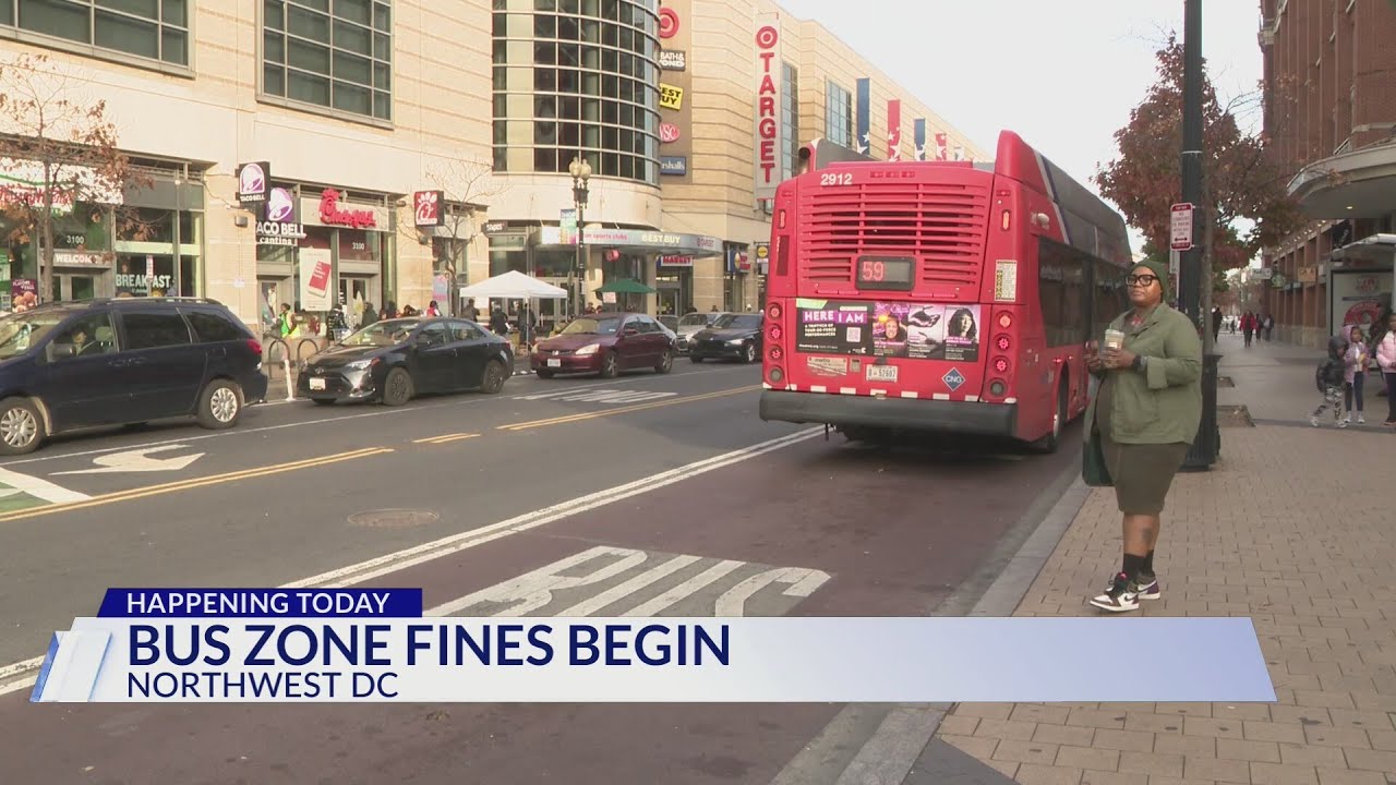 Fines begin for drivers blocking bus zones in D.C. - YouTube