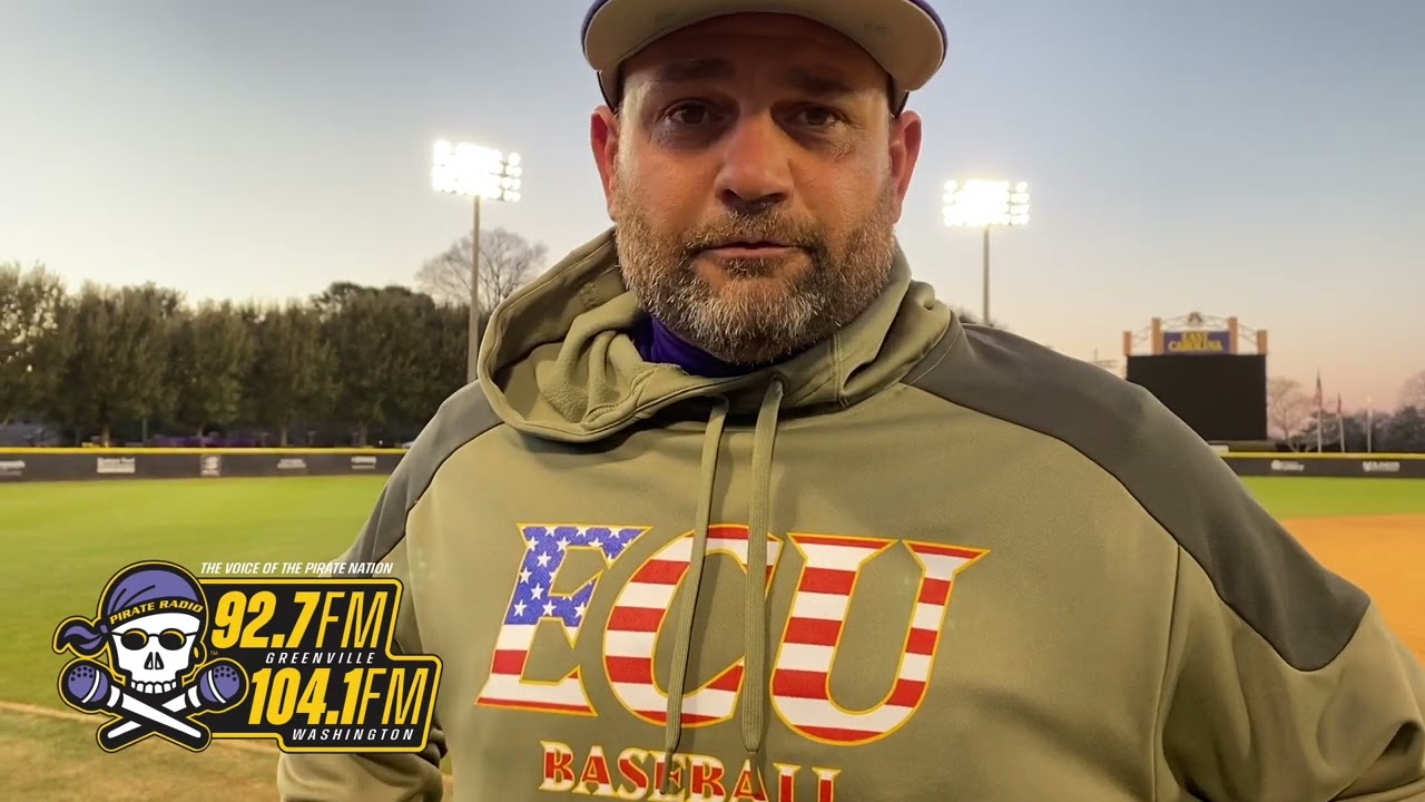 ECU Baseball Coach Cliff Godwin and Justin Wilcoxen after the loss in ...