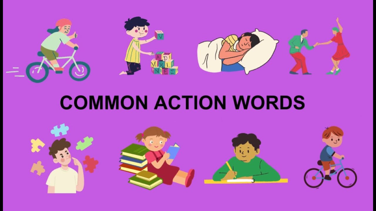 Kids vocabulary - Common Action Verbs - Action Words - Learn English ...