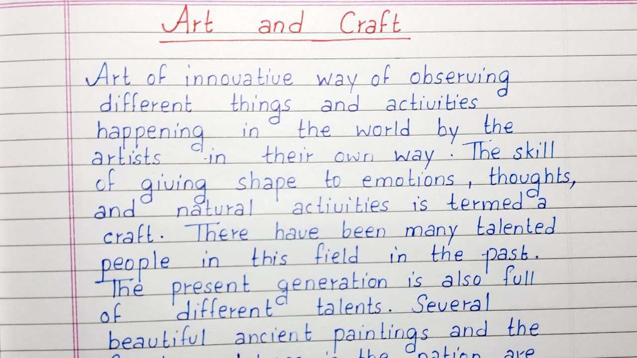 Write a short essay on Art and Craft | English - YouTube