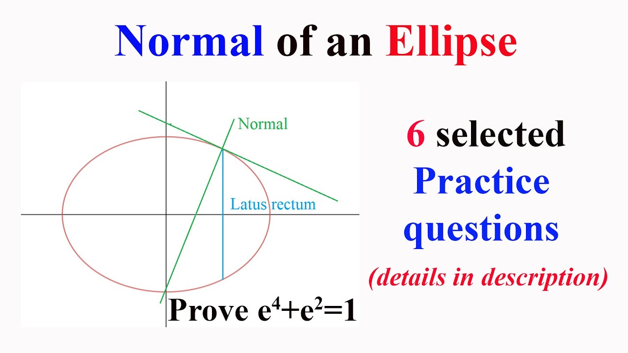 Normal of an ellipse: 6 selected practice questions (details in ...