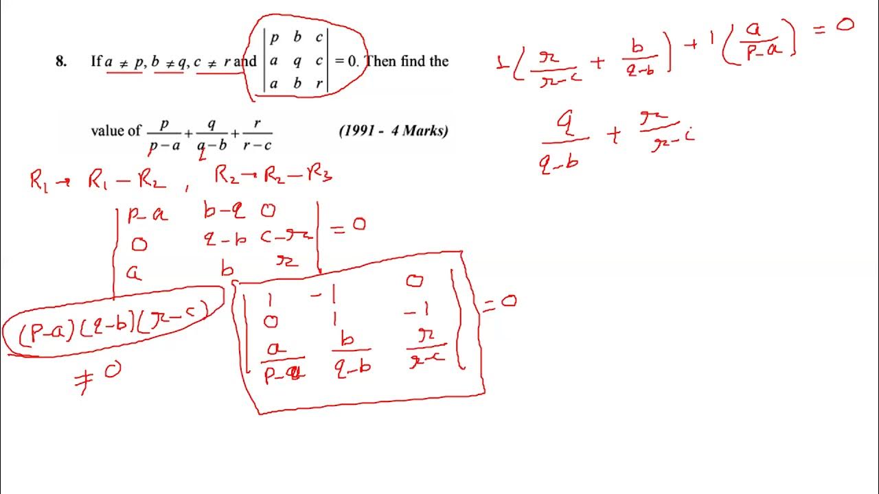 IIT JEE 1991 determinant question - YouTube