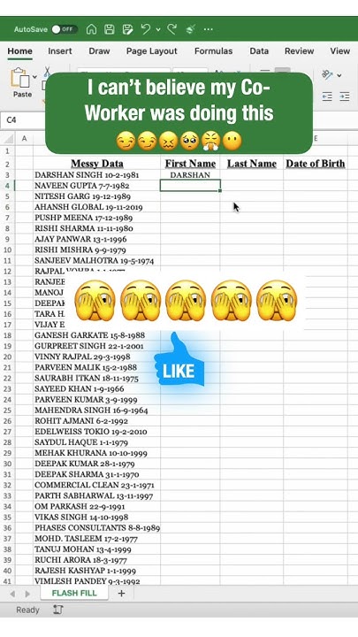 How to flash fill cell #shorts #excel #exceltips #exceltrick #exceltutorial #professionalinc ...