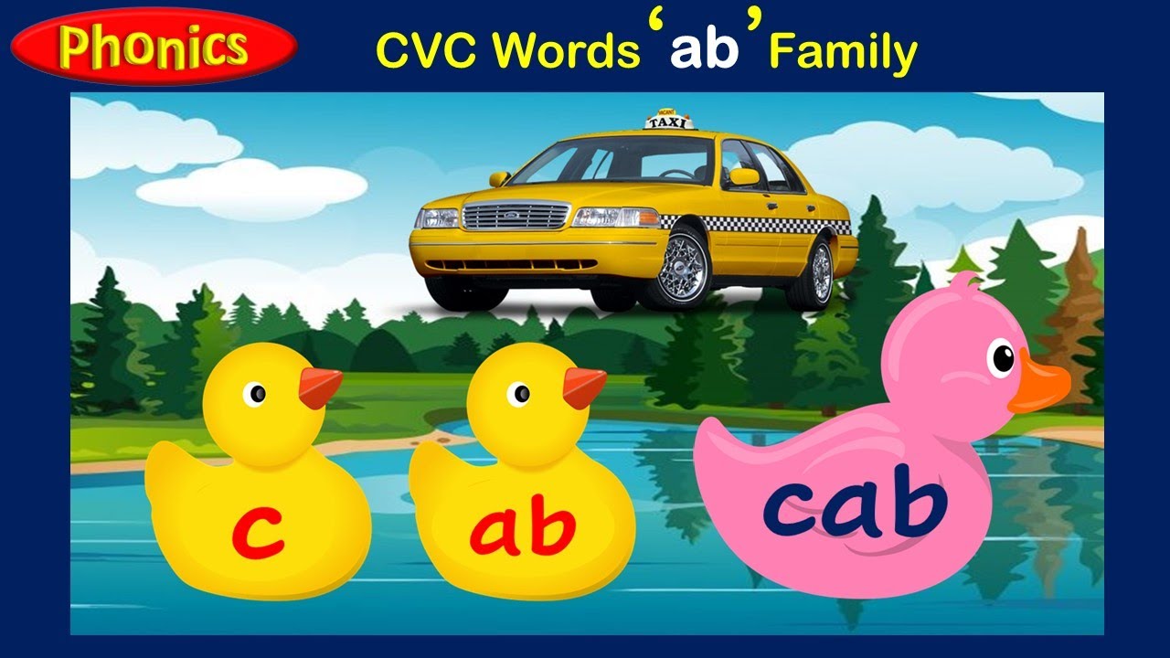 CVC Words | 3 letter CVC Words 'ab' Family | Easy Phonics | Step By ...