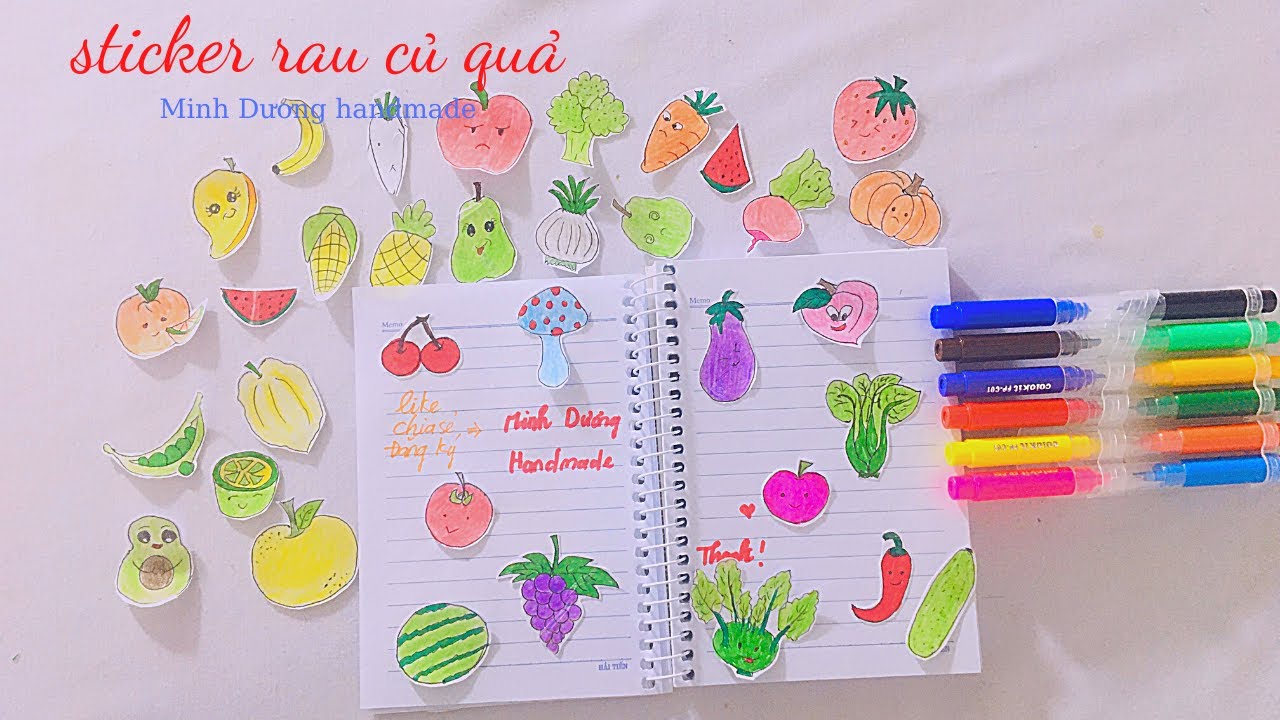 P5 Cách làm sticker rau củ quả/ tự làm sticker rau củ quả/ Minh Dương ...
