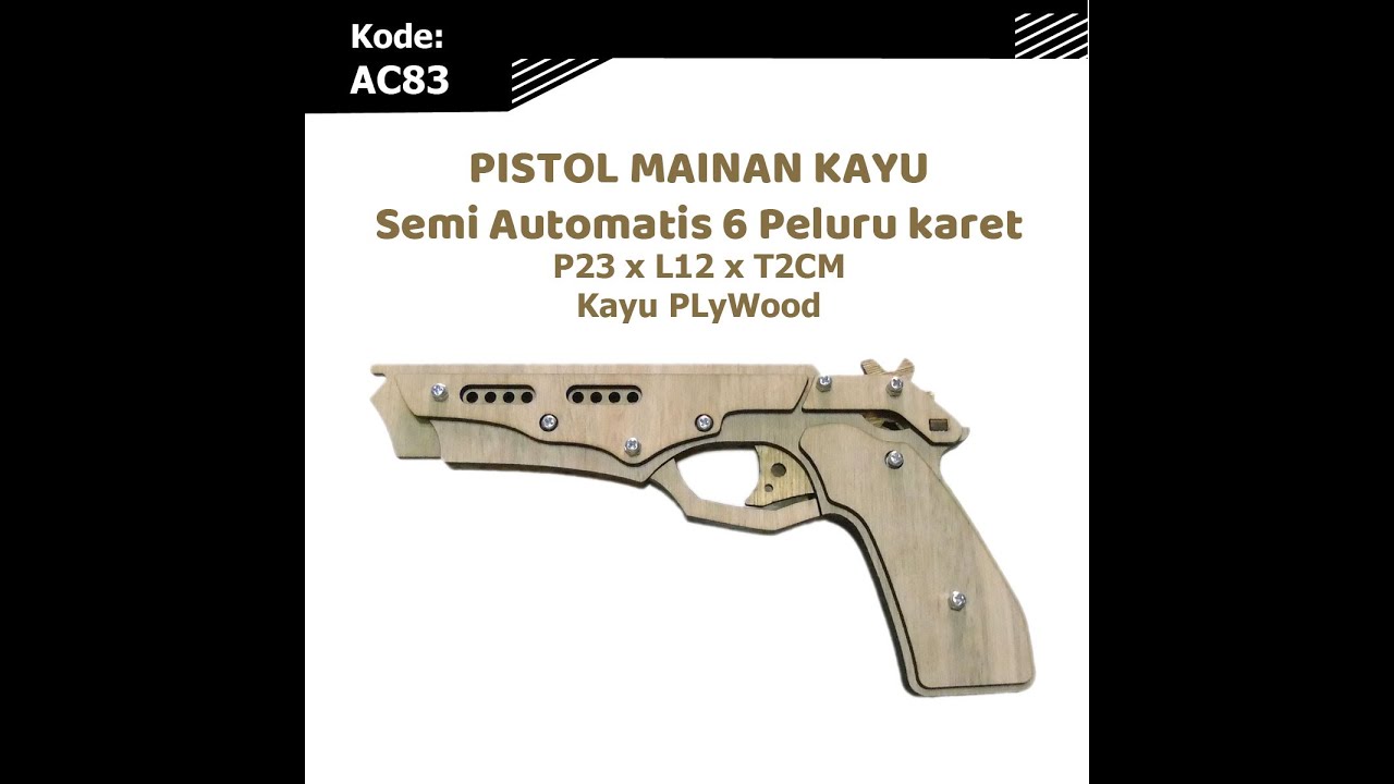 Pistol Karet Kayu | Pistol Kayu Karet Laser Cut Rubber Band Gun Wooden ...
