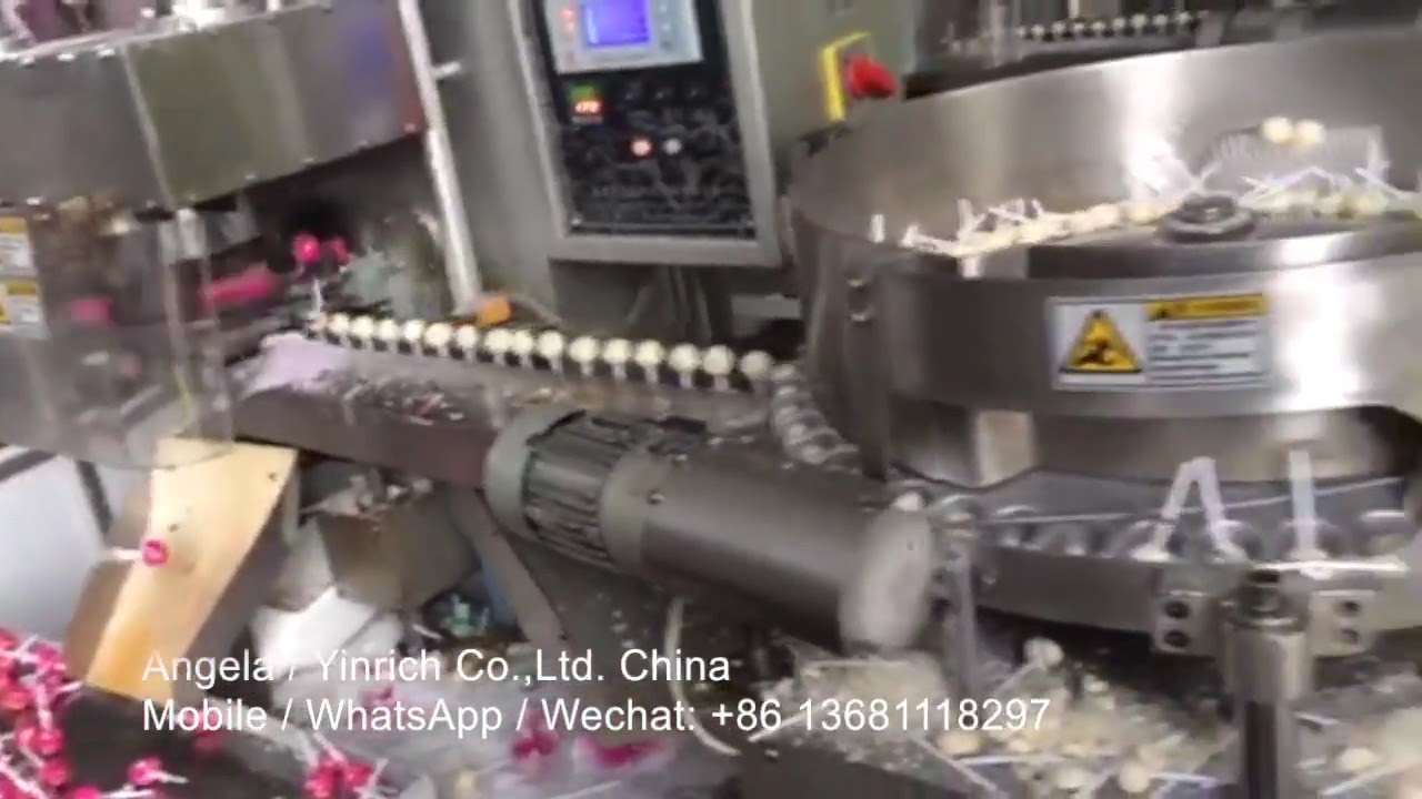 bunch lollipop wrapper, automatic wrapping machine for lollipops - YouTube