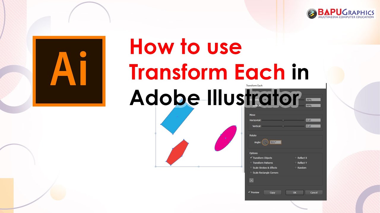 How to use Transform Each in Adobe Illustrator, tutorial in Hindi - YouTube