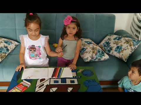 Emre Aylin ve Zeynep kalem renklerini öğreniyor  ,çocuk eğlence videosu