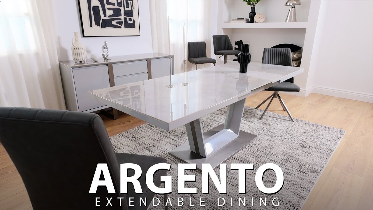 Argento Ceramic Rectangle Extending Dining Table - YouTube