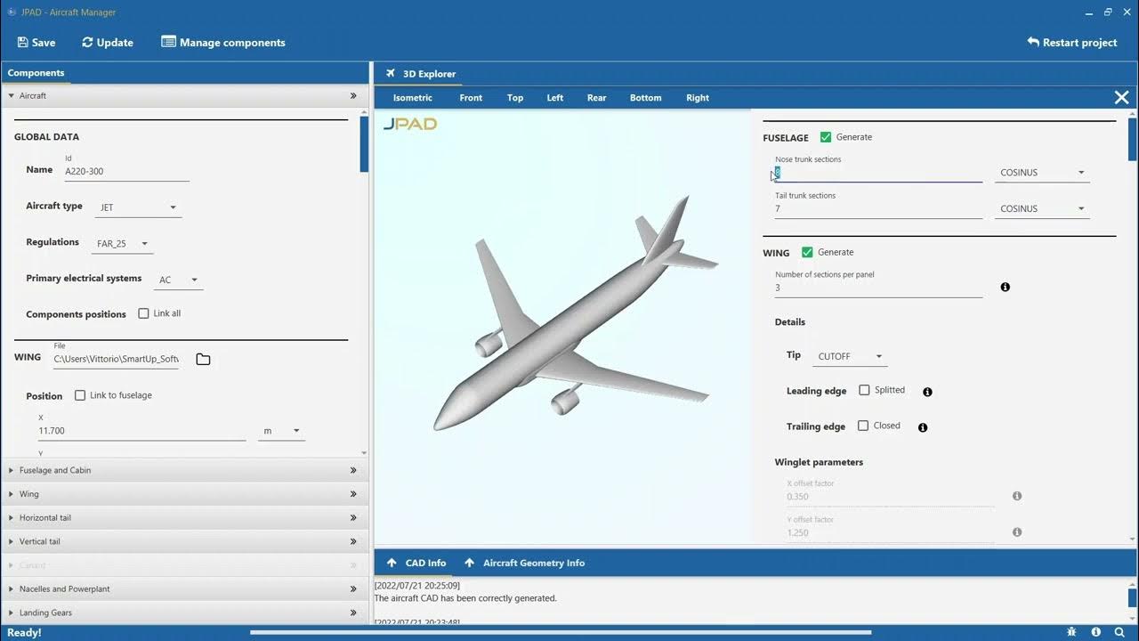 JPAD Modeller's CAD Manager module. Fuselage CAD section. Tutorial ...