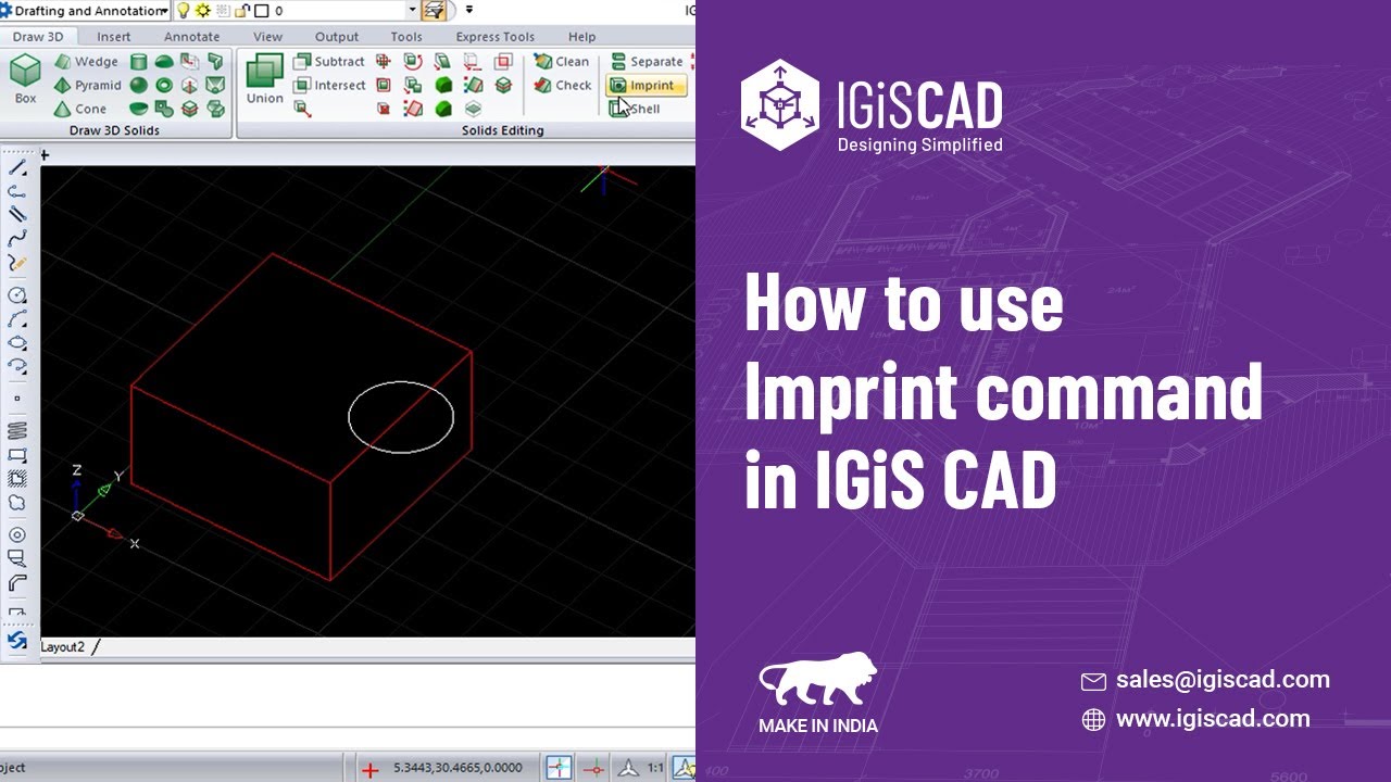 How to use Imprint Command in IGiS CAD? - YouTube