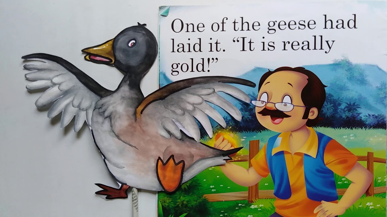 Draw cute Goose puppet + Read aloud The Goose that laid golden eggs ...