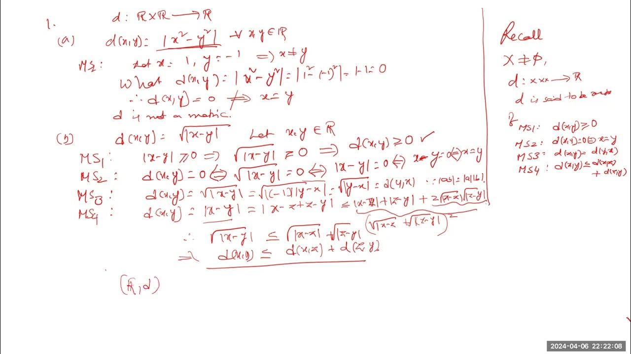 MATH 3277- Metric Space Examples- Tutorial - YouTube