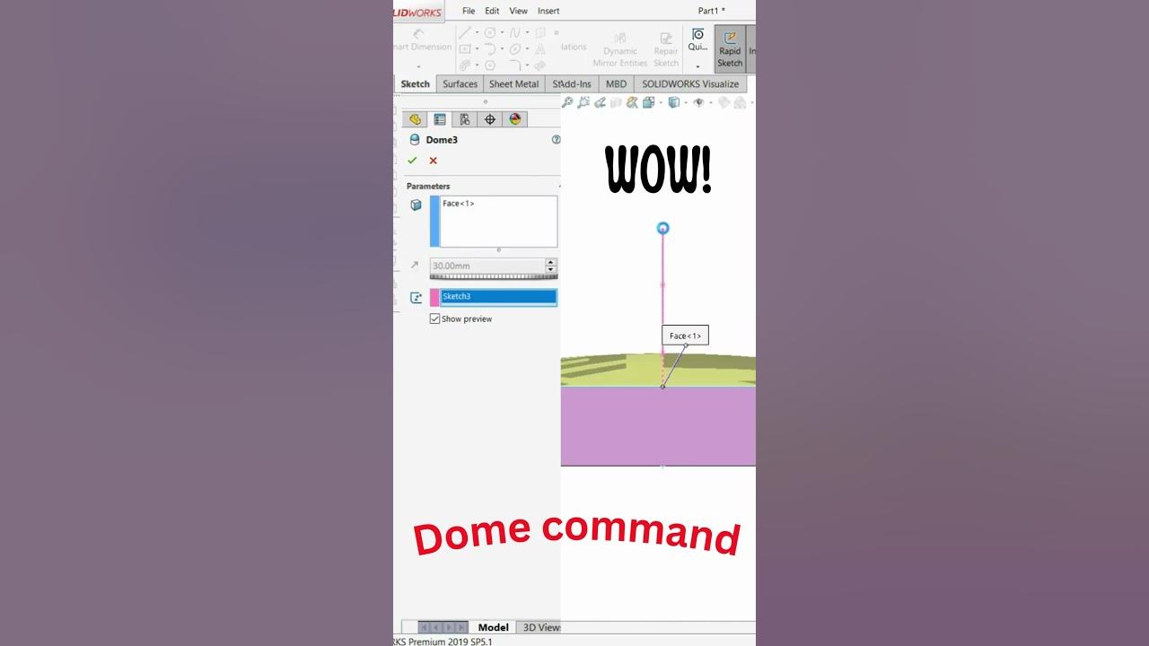 How to use dome in solidworks #shorts #solidworks #domecommand - YouTube