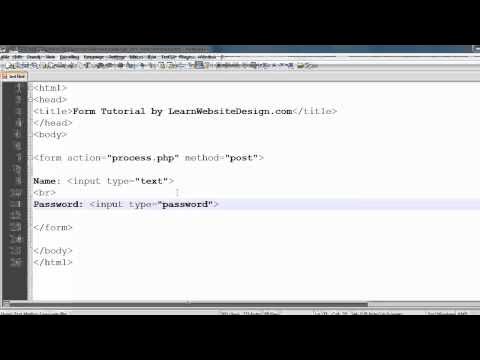 Tutorial on how to create HTML forms, textfields, password fields, submit buttons and reset ...