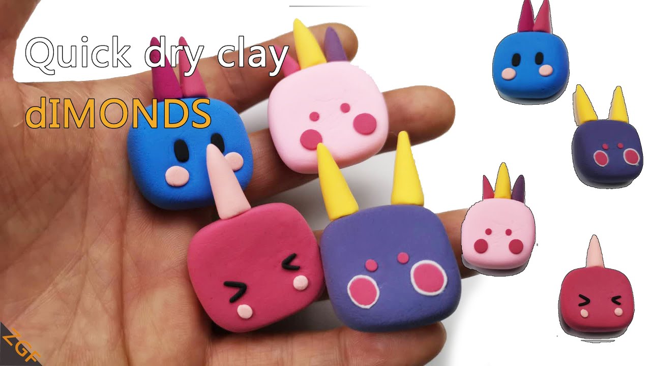 Polymer clay Emoji cute diamonds | DIY easy clay tutorial for beginner ...