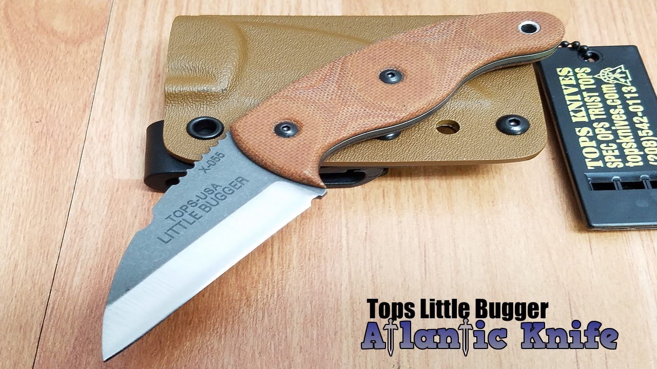 TOPS KNIVES LITTLE BUGGER TAN FIXED NECK KNIFE W/ KYDEX SHEATH 5.75 ...