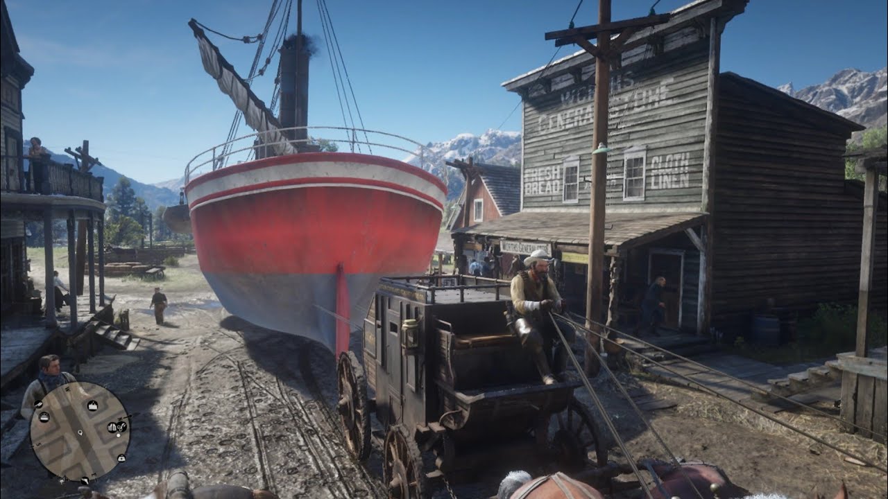 RDR2 - Dragging A Ship Using A Wagon - YouTube