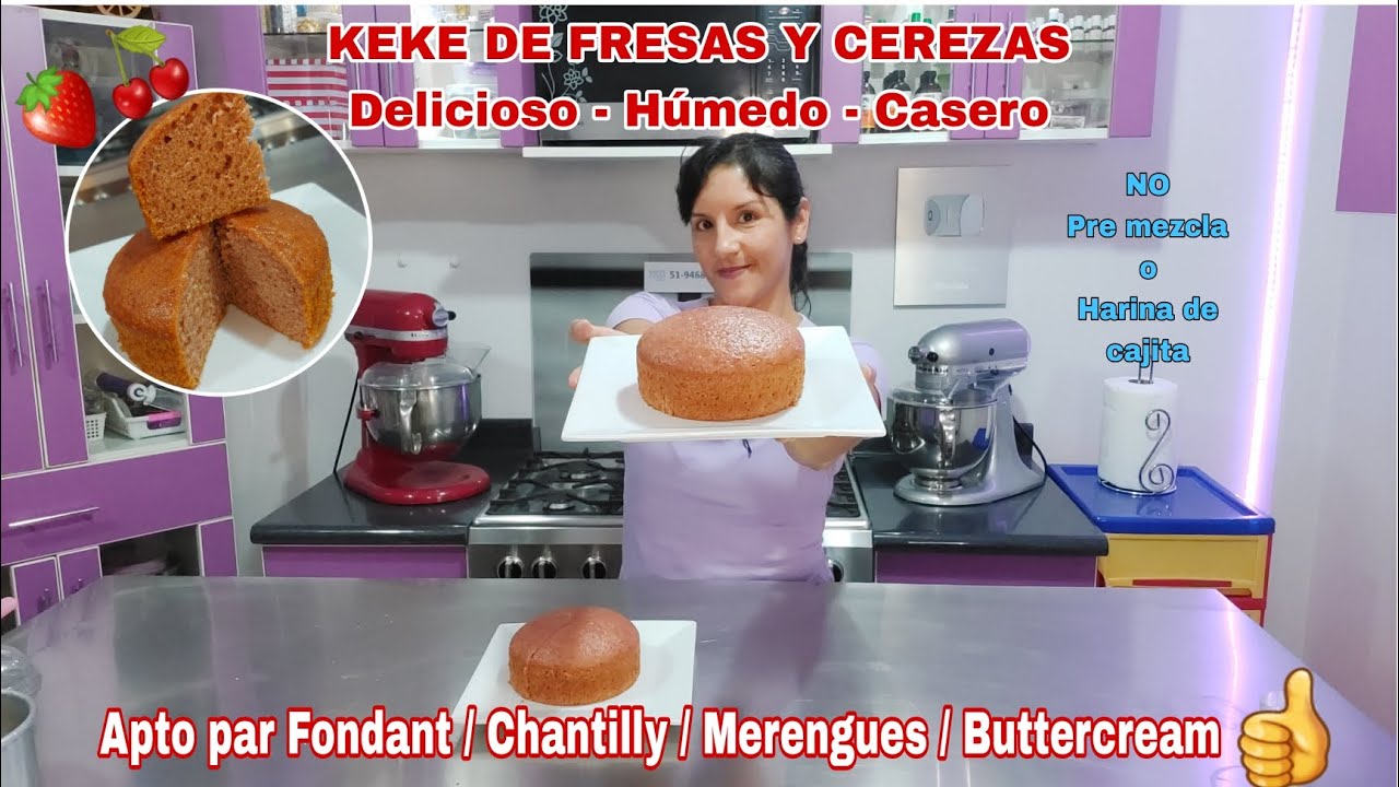 KEKE de FRESAS y CEREZAS | RECETA DESDE CERO | CAKE de FRESAS 🍓 | KEKE ...