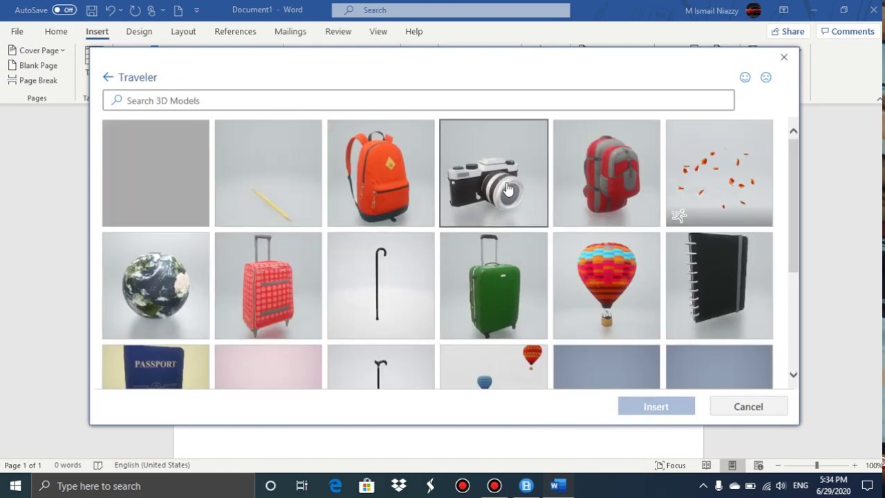 3D Model tab and height and width in Word - YouTube