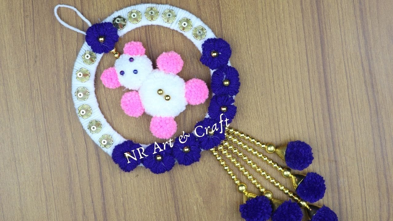Woolen Craft Idea - How To Make Beautiful Woolen Door/Wall Hanging ...