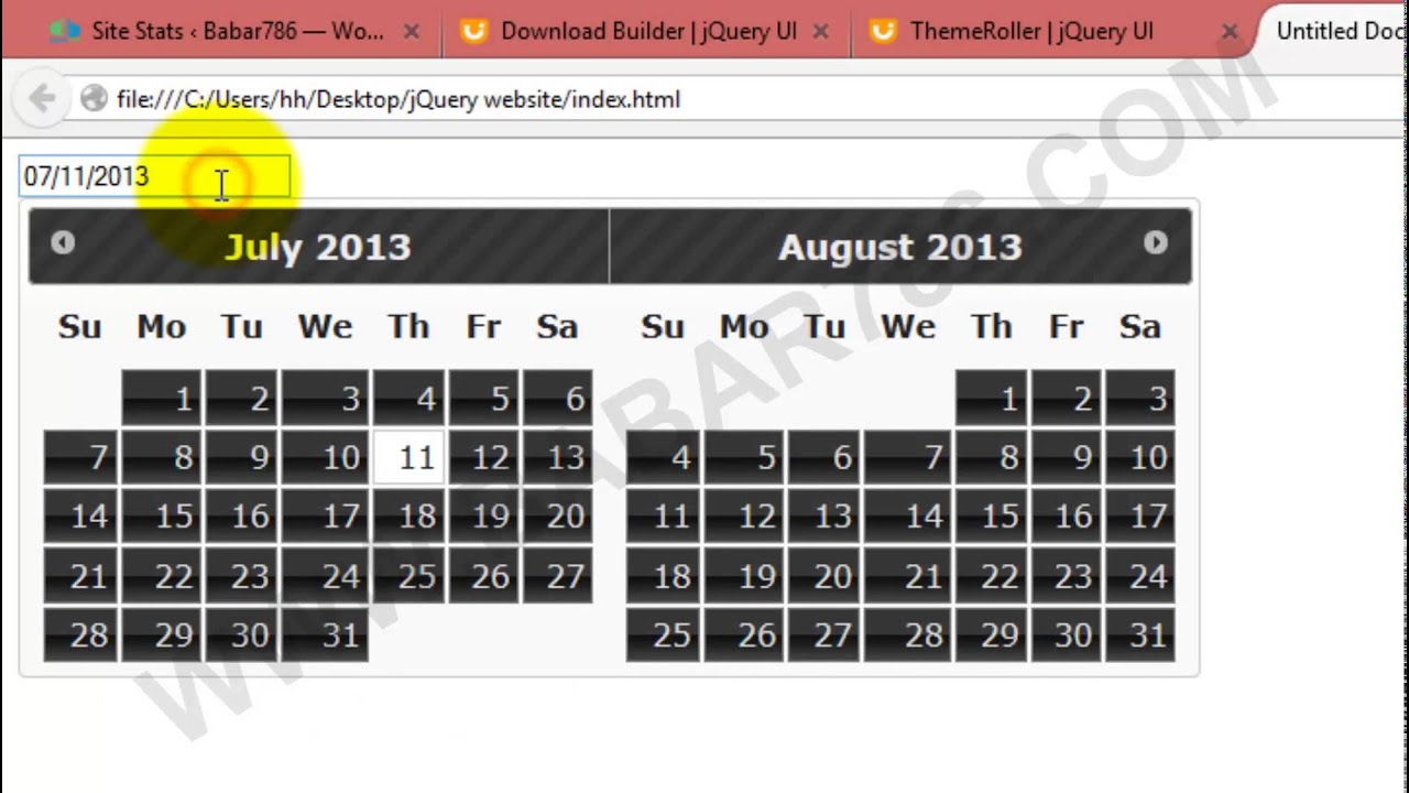 Datepicker Function Of Jquery Class 6 In Urdu And Hindi Youtube