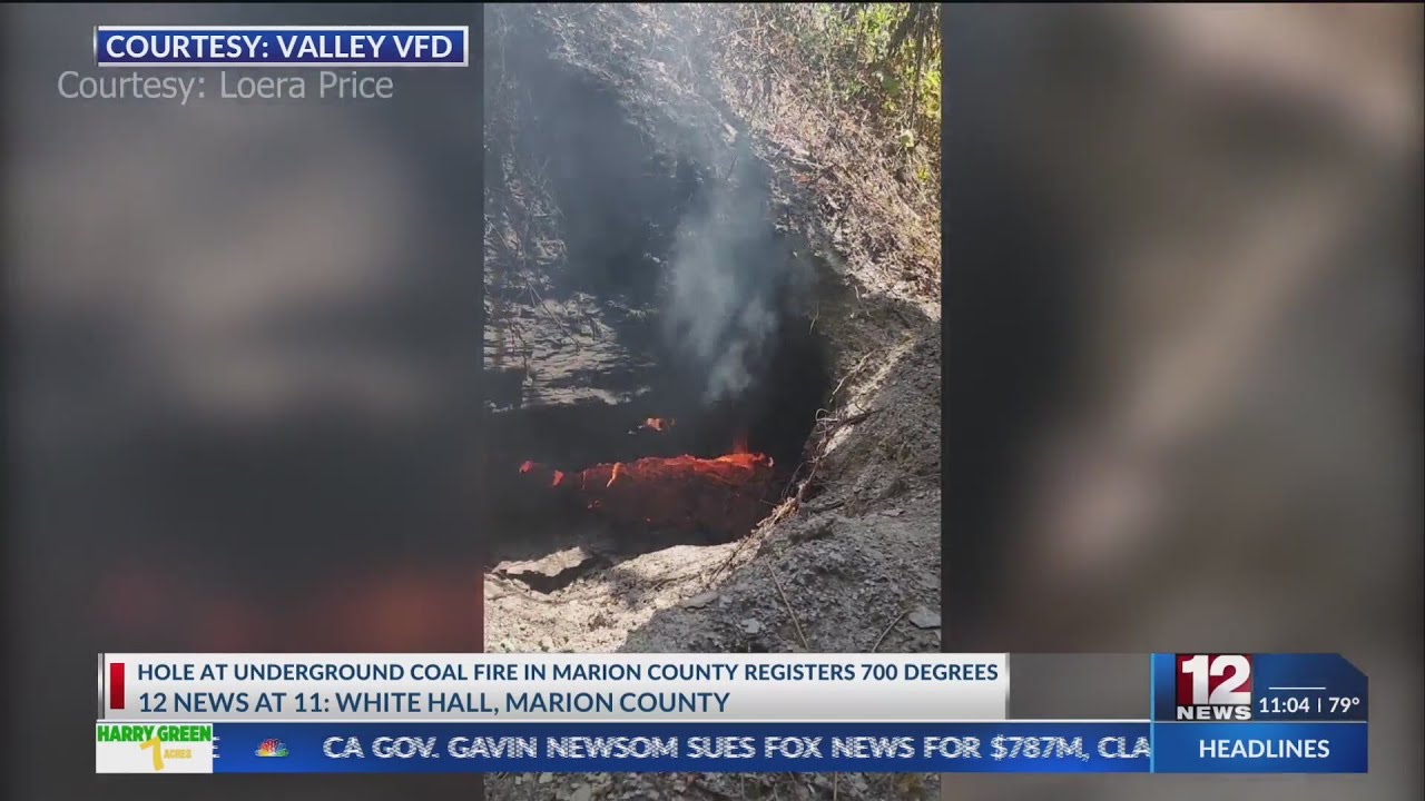 WATCH: Underground mine fire seen burning in White Hall - YouTube