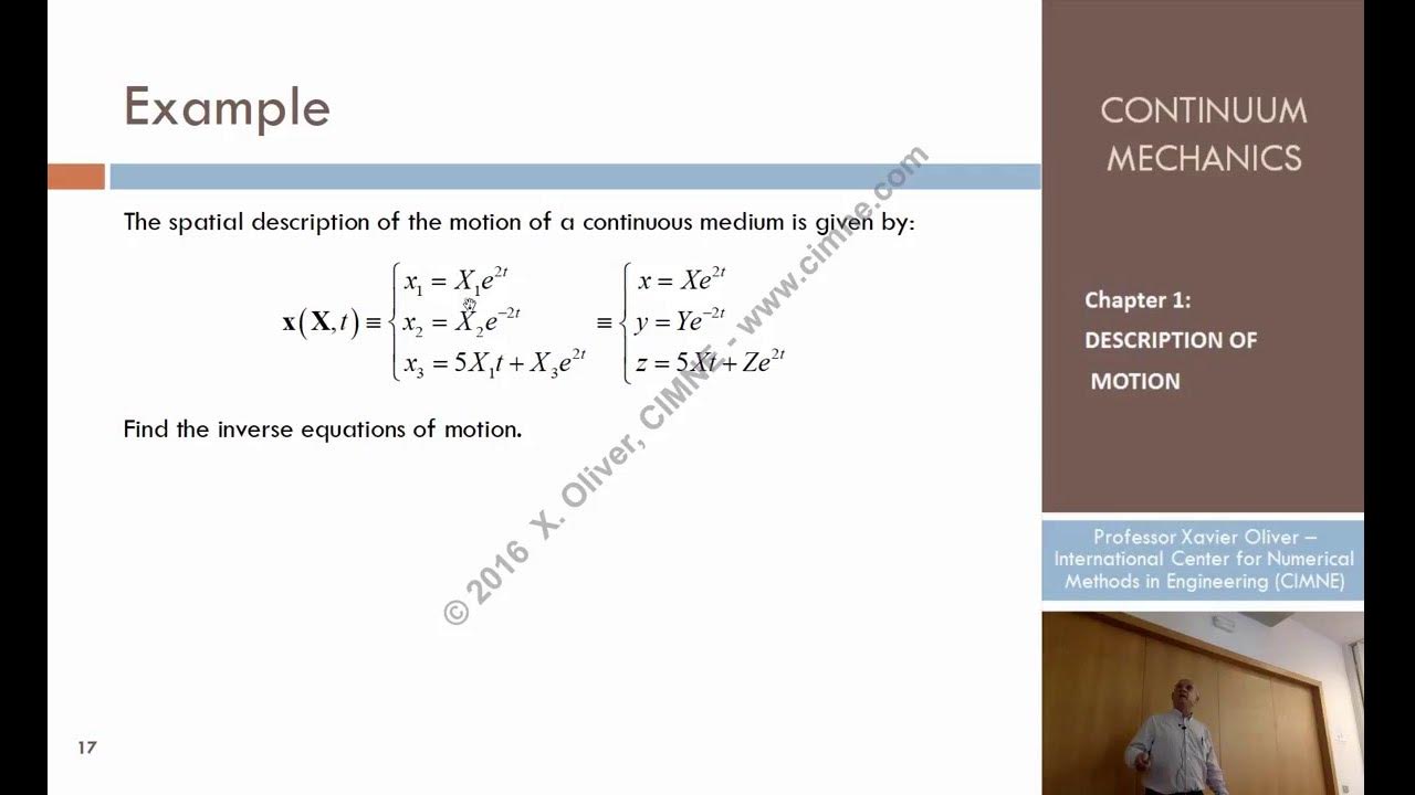 Continuum Mechanics - Ch 1 - Lecture 3 - Equations of Motion: Example - YouTube