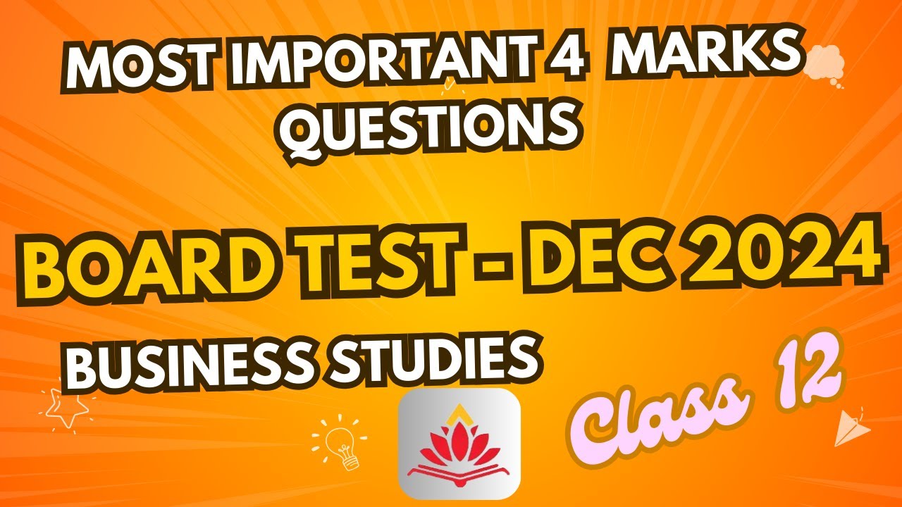 Most Important 4 marks Questions | Class 12 Business Studies | PU BOARD ...
