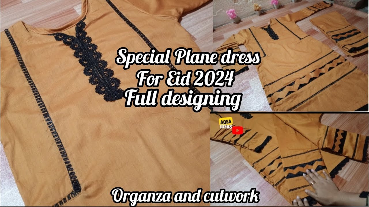 how to design plane dress with full design| special for Eid 2024 ...