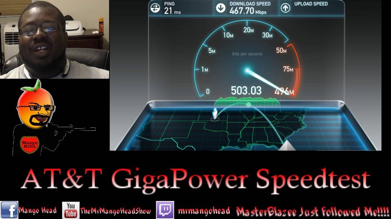 AT&T GigaPower Speedtest with Mr Mango Head - YouTube