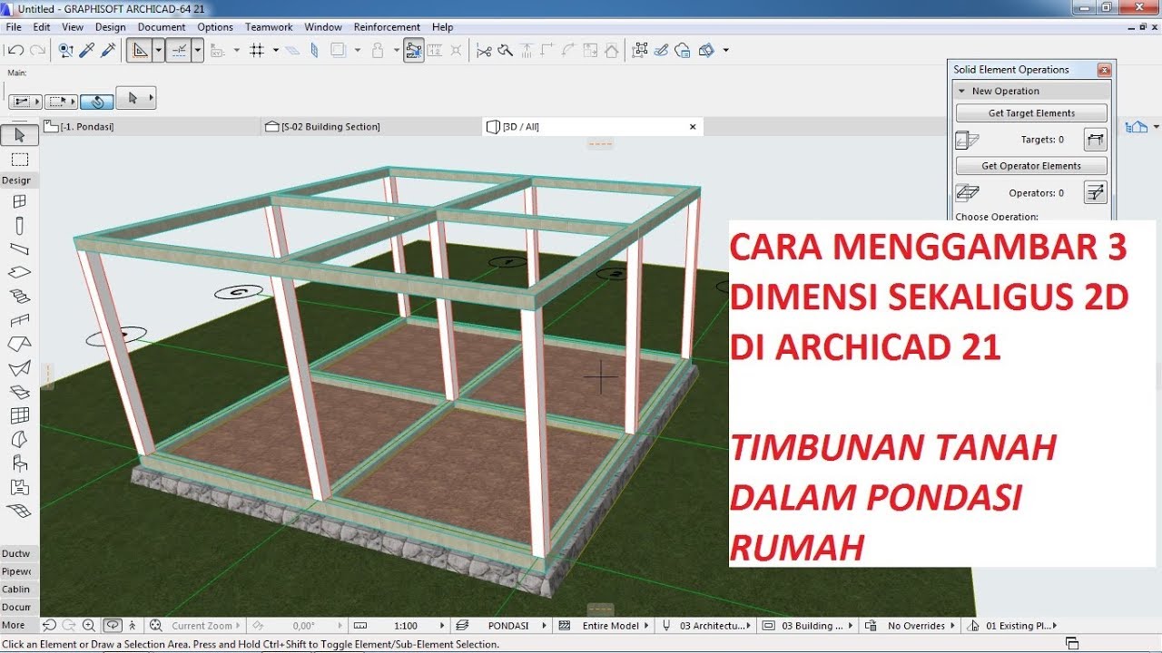 SOLID ELEMENT OPERATIONS & BUILDING MATERIAL ARCHICAD 21 - YouTube