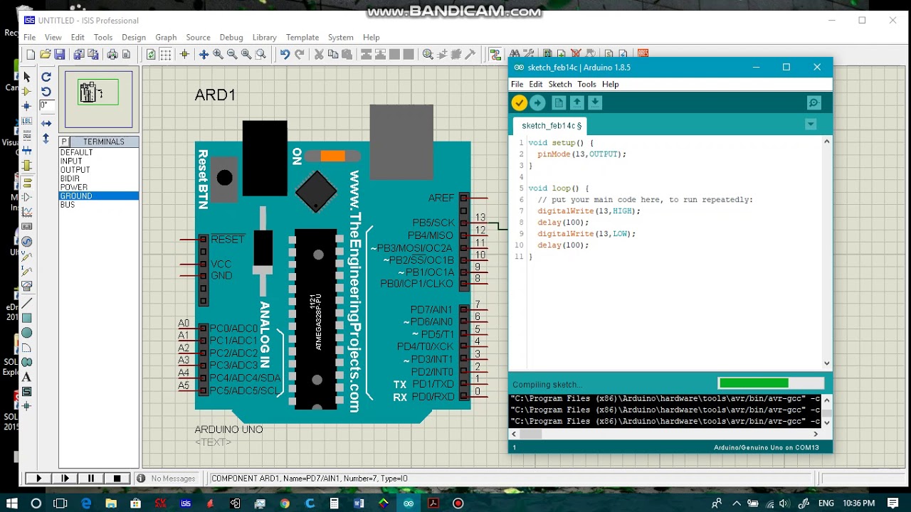 Tutorial Arduino Simulasi Arduino Led Blink Di Proteus Youtube 0439