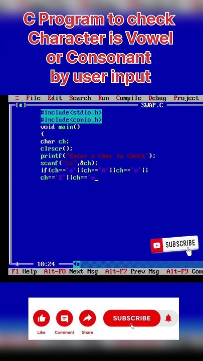program of Character is Vowel or Consonants in C | #shorts #youtube #ytshorts #trending #music # ...