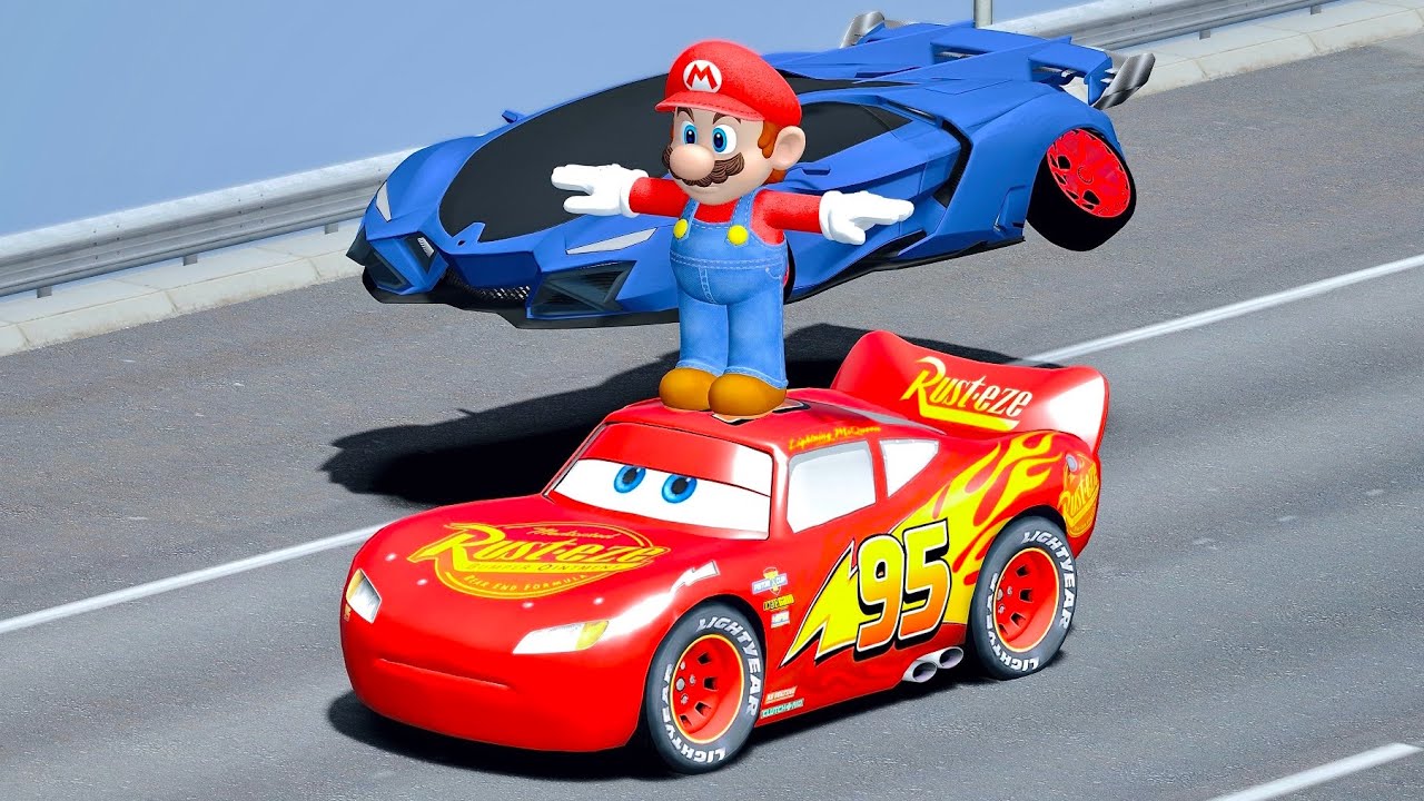 Lightning McQueen feat Mario Bros vs Lamborghini Celestial Concept ...