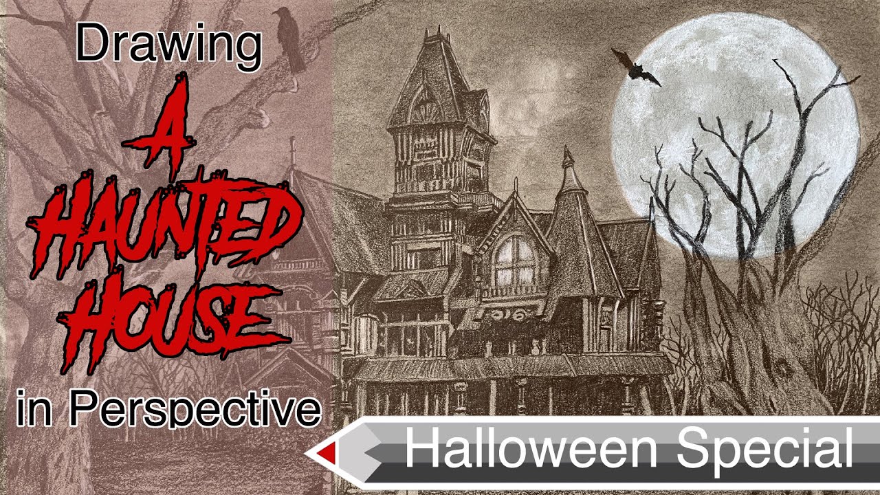 Drawing a Haunted House in Perspective - YouTube