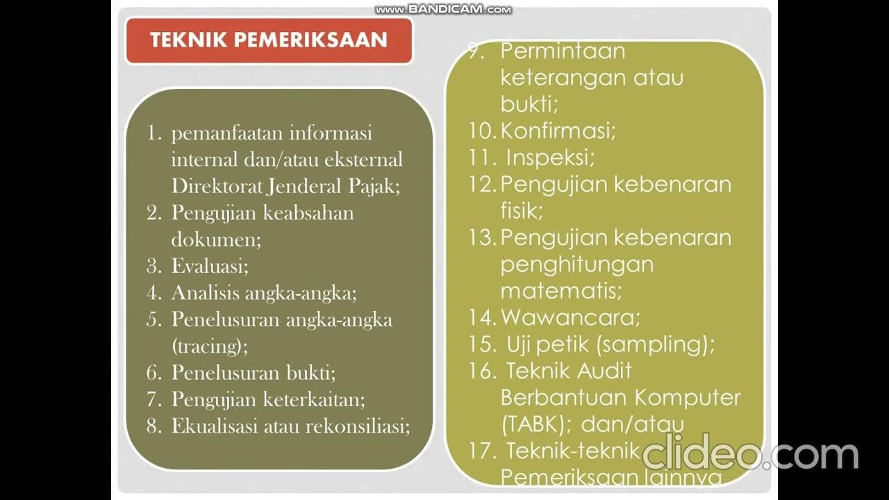 Audit Pajak Pertemuan 5 TEKNIK DAN METODE PEMERIKSAAN PAJAK - YouTube