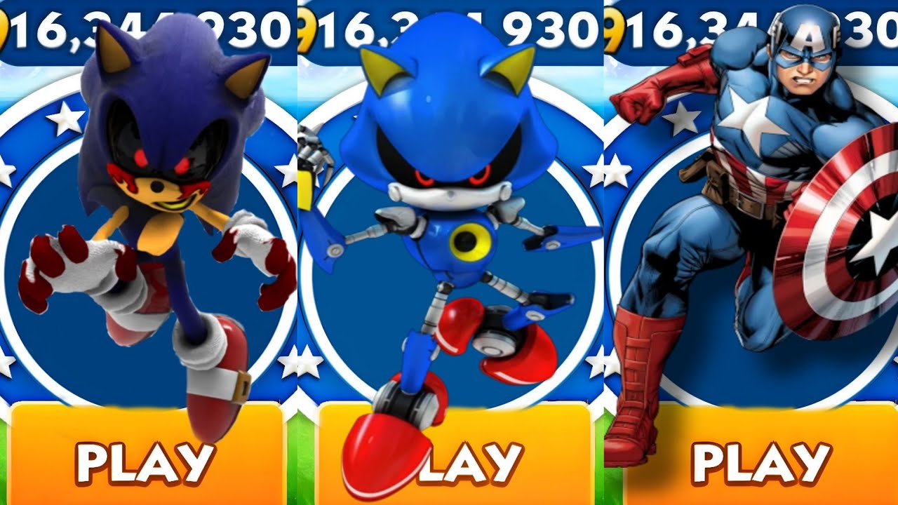 Sonic Dash - Sonic EXE VS Metal Sonic VS Captain America _ Sonic vs All ...