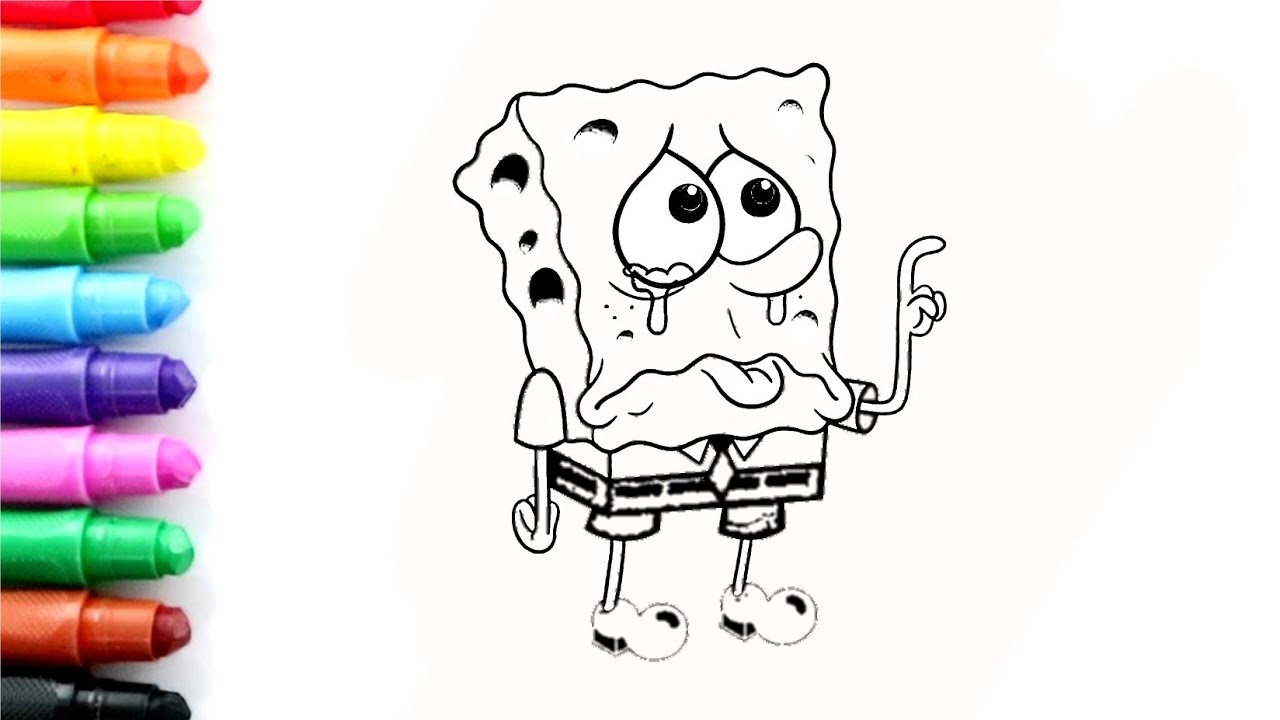 Menggambar SpongeBob Menangis Sedih | Draw SpongeBob Cry - YouTube