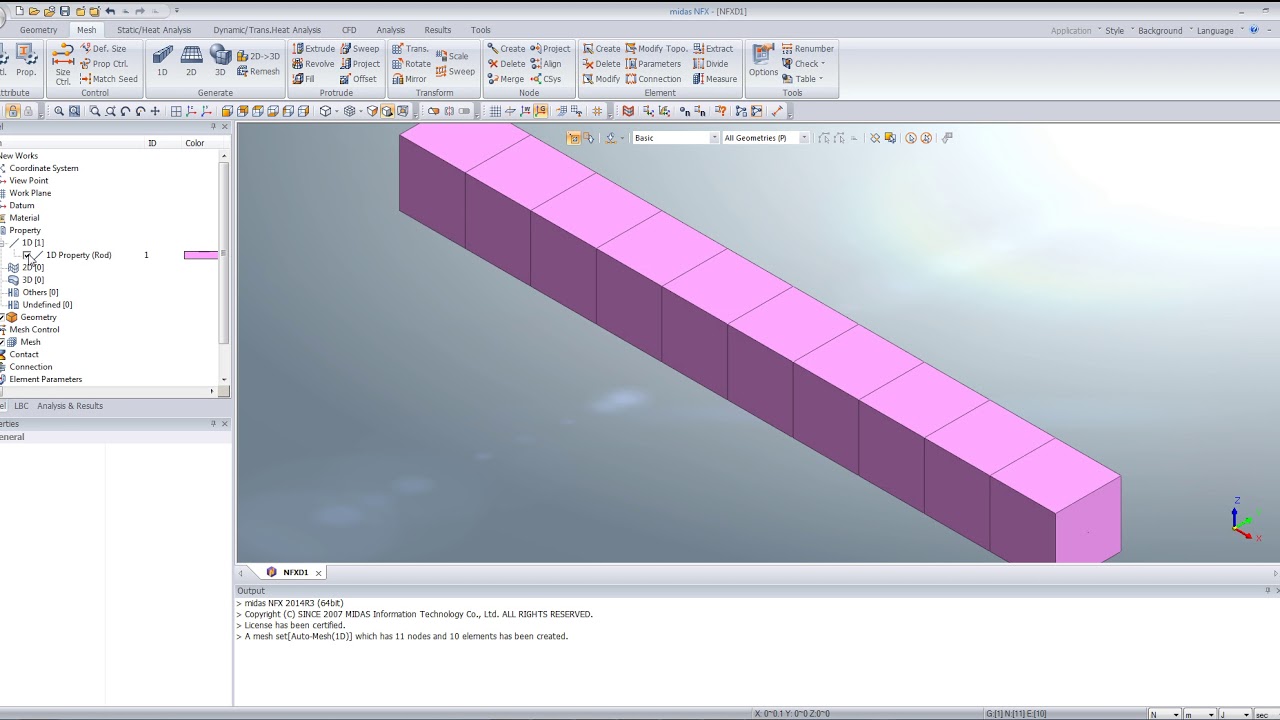 midasNFX 2D heat transfer 1D Transient Heat Transfer Rod - YouTube