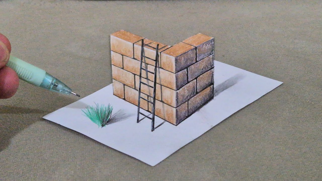 3d drawing on paper for beginner - YouTube