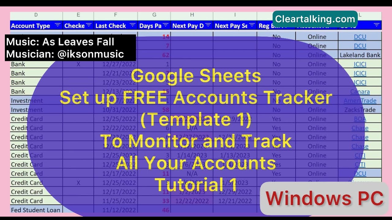 Google Sheets - Set up FREE Account Tracker (Template 1) to monitor all ...